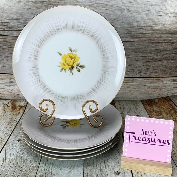 Sango | Dining | Vintage Sango Fine China Dawn Yellow Rose Gold Trim ...